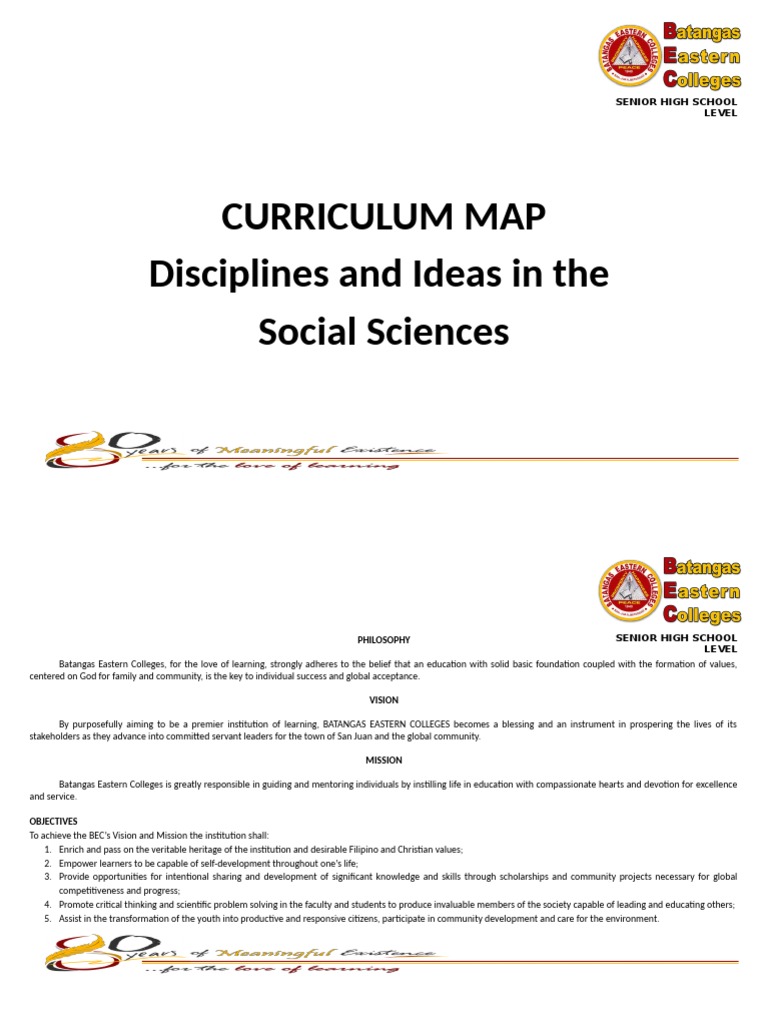 Curriculum Map Disciplines and Ideas in The Social Sciences | PDF
