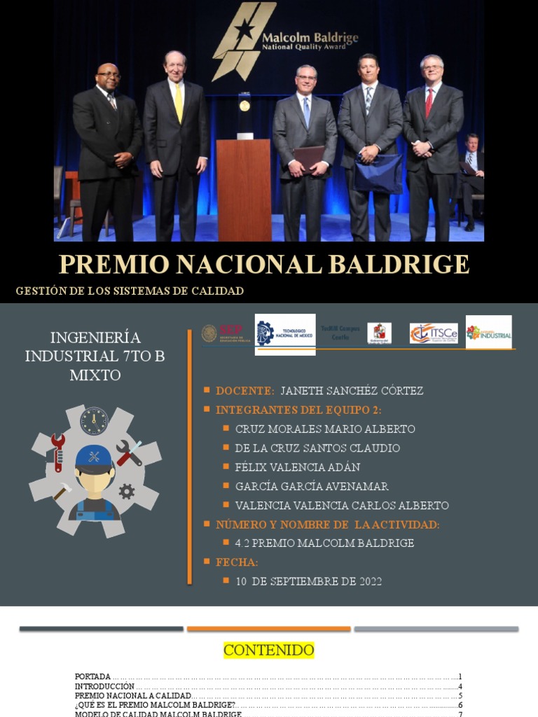 Premio Nacional Malcolm Baldrige: Calidad | PDF | Gestión de la calidad ...