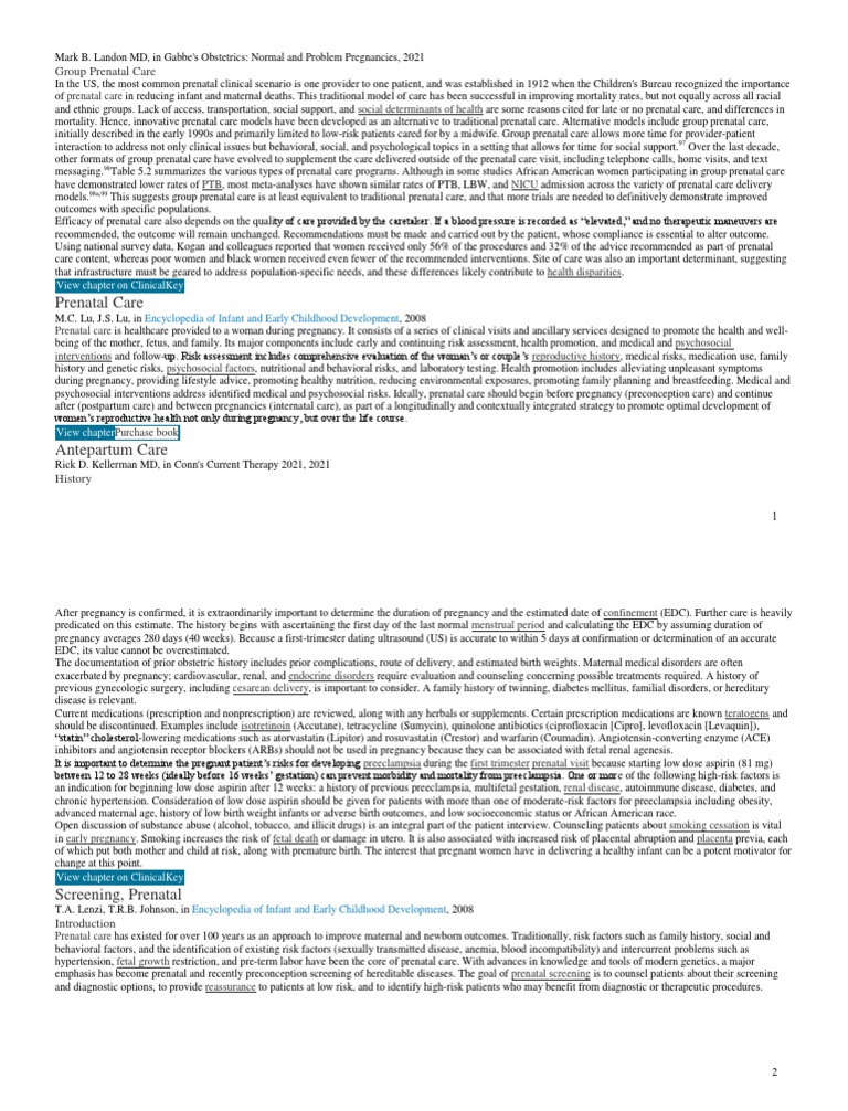 Prenatal Care | PDF | Pregnancy | Prenatal Development