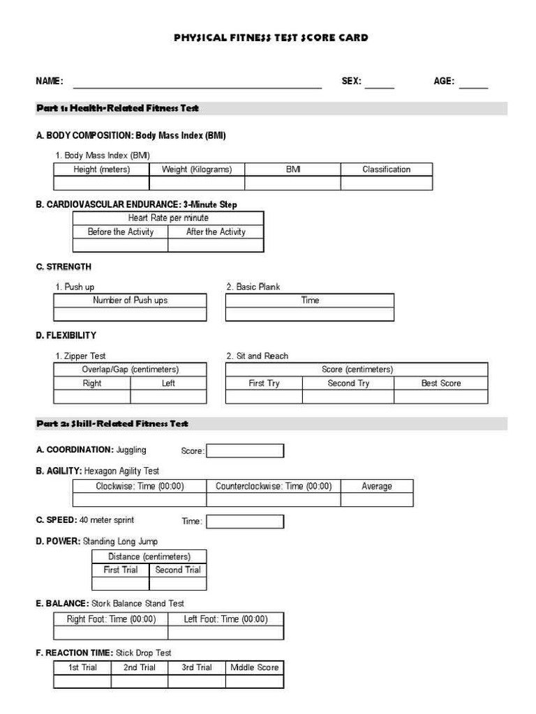 PFT Score Card | PDF