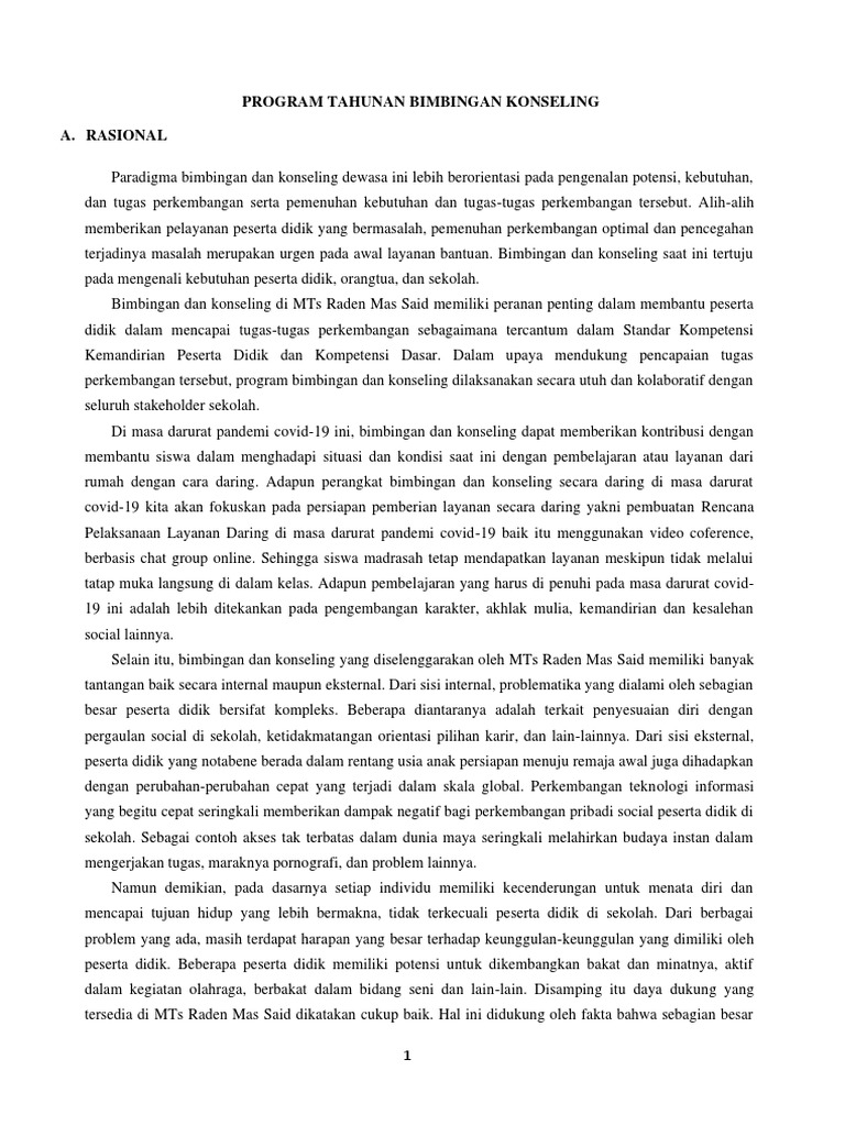 Program Tahunan BK TP 2021-2022 | PDF | Karier & Perkembangan | Bisnis