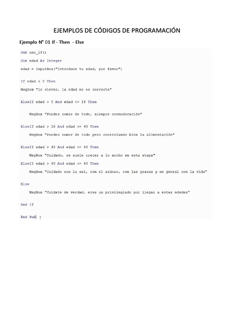 Ejemplos de Códigos Programación | PDF