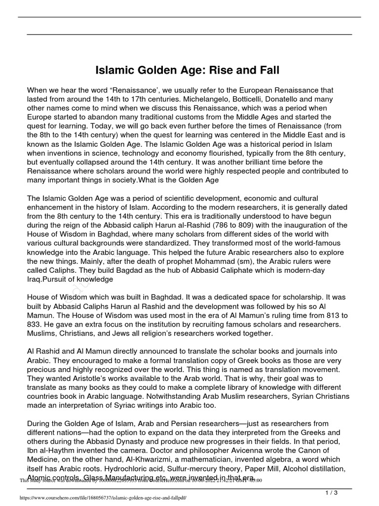 Islamic Golden Age: Rise and Decline | PDF | Science