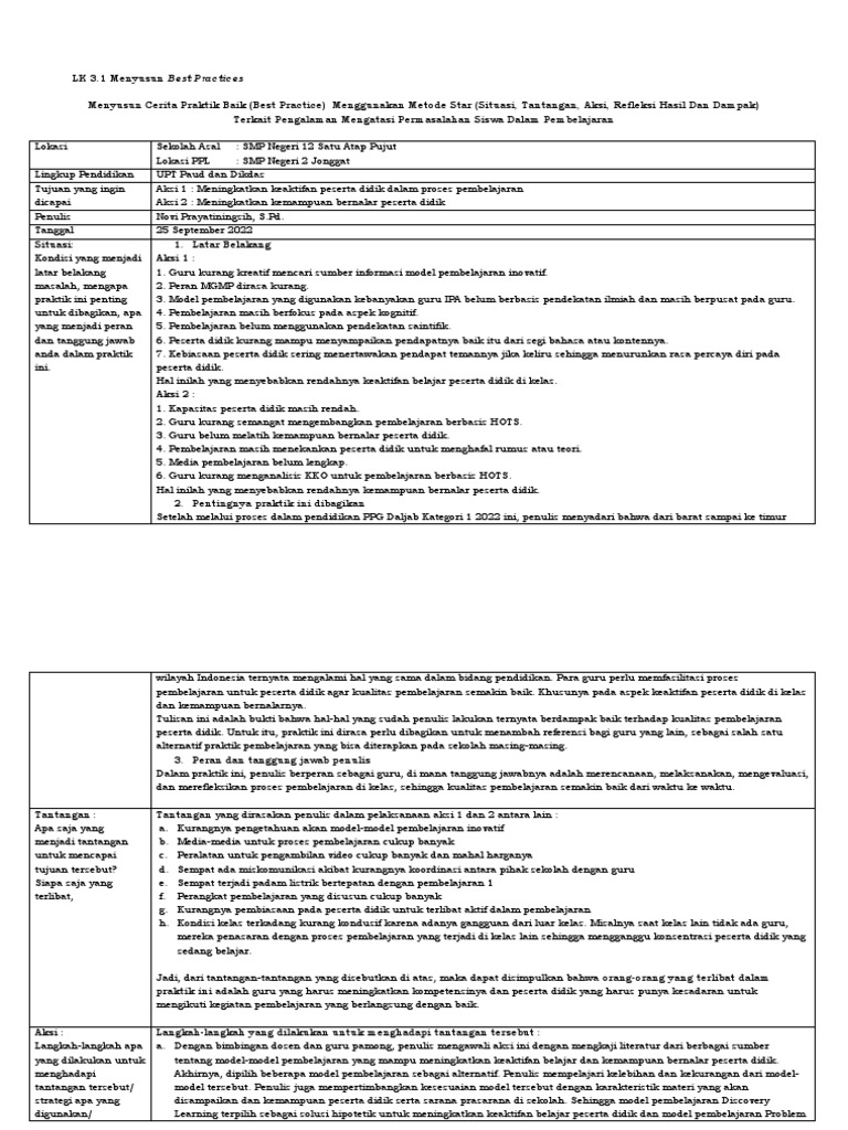 LK 3.1 Menyusun Best Practices 2 | PDF