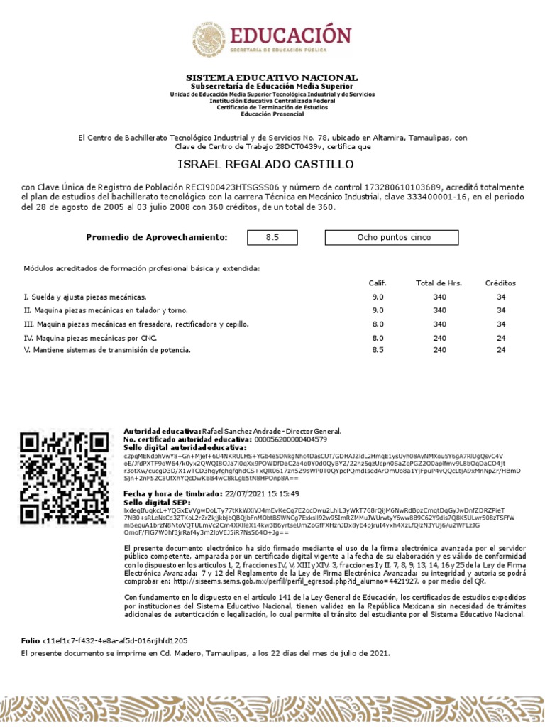 Certificado Reci | PDF