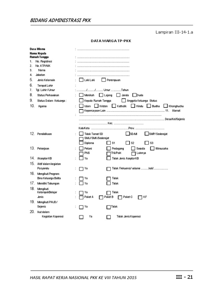 Data Warga TP PKK | PDF