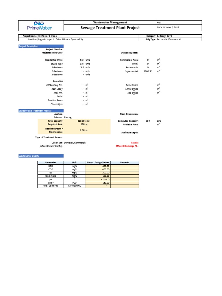Wil Tower 2 Encore STP Capacity Calculation 10 02 18 (Tower 2 and ...