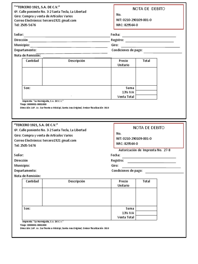 Nota de Débito Comercial | PDF | Pagos | Tecnología financiera