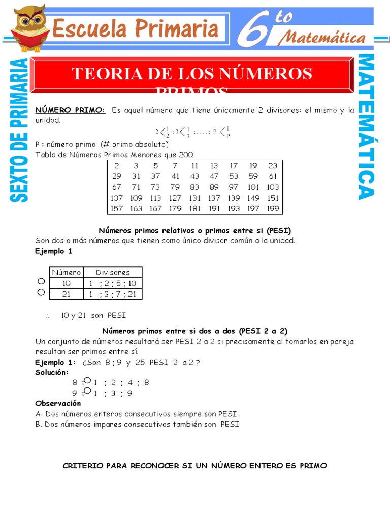 Números Primos y Divisores en Sexto | PDF | Número primo | Exponenciación