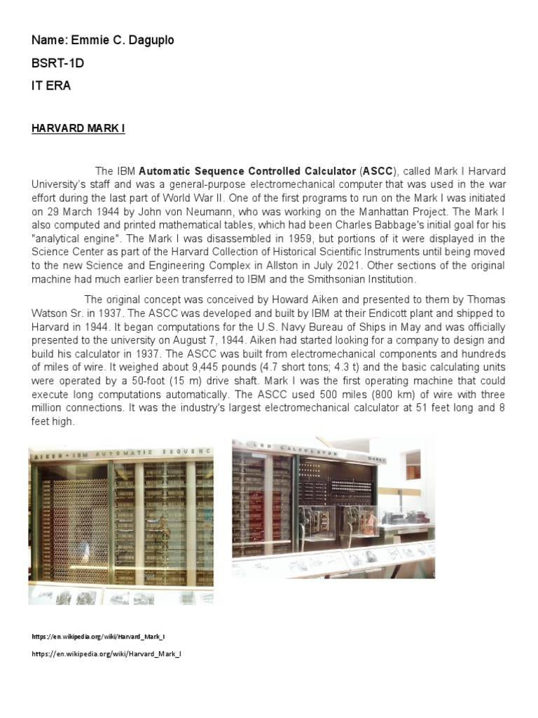 Harvard Mark I Emmie | PDF