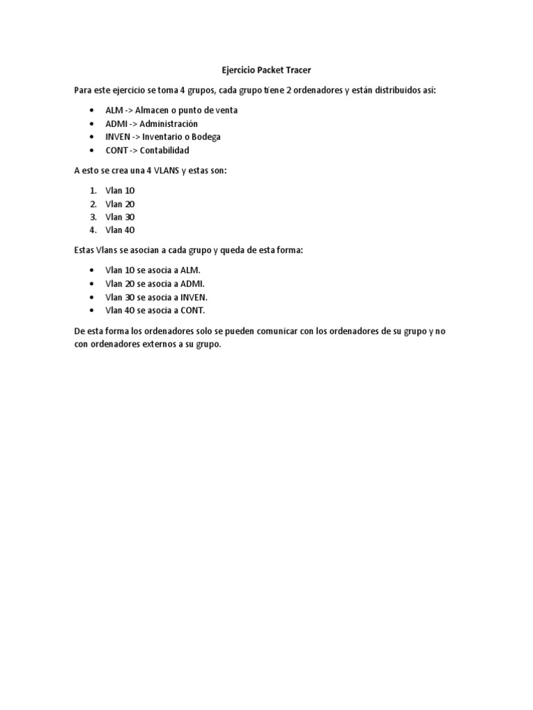 Ejercicio Packet Tracer | PDF