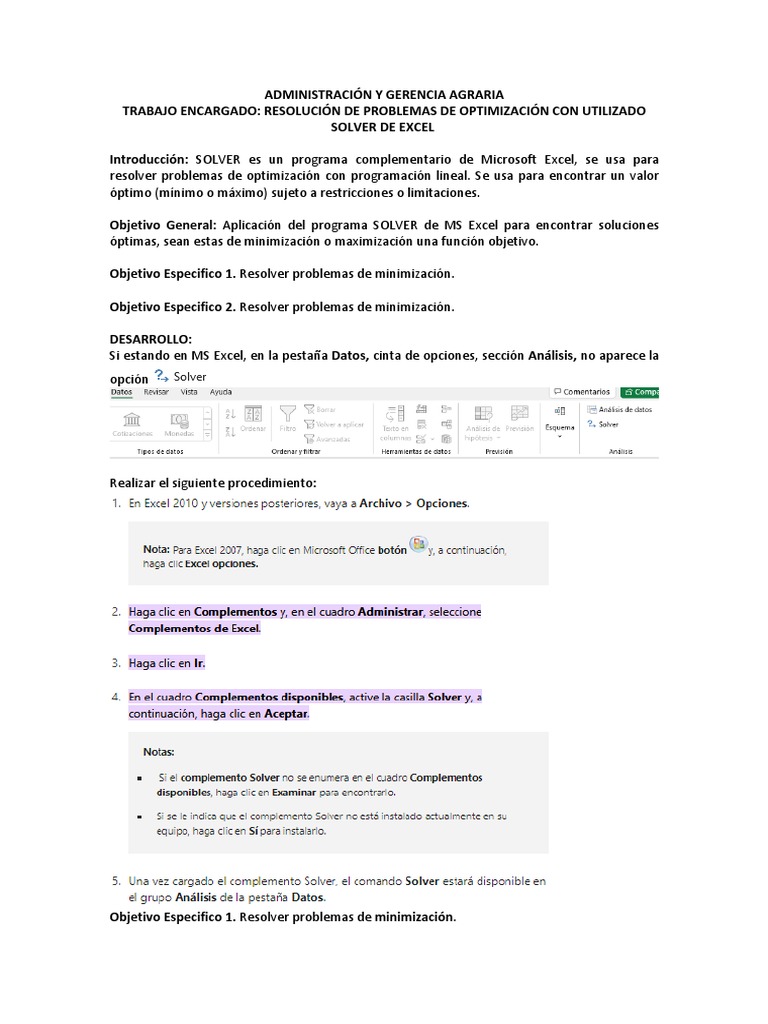Optimización Agraria con Excel Solver | PDF | Aceituna | Optimización Matemática