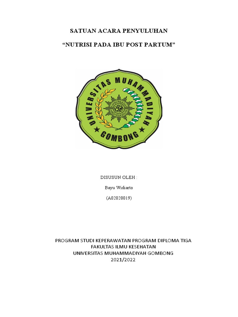 SAP & Leaflet Kebutuhan Nutrisi Pada Ibu Post Partum | PDF