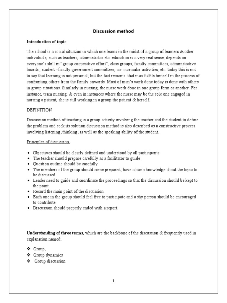 Discussion Method | Download Free PDF | Teaching Method | Teachers