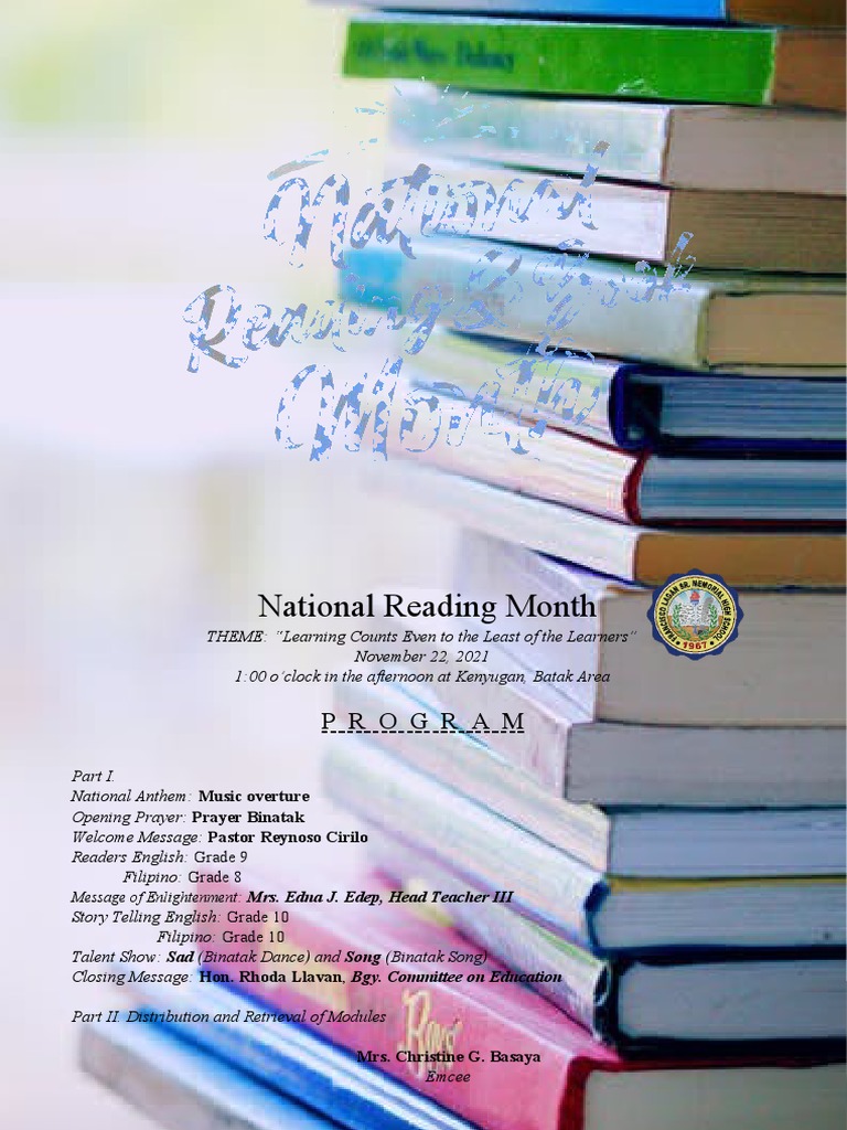 National Reading Month Program 2021 | PDF | Foreign Language Studies