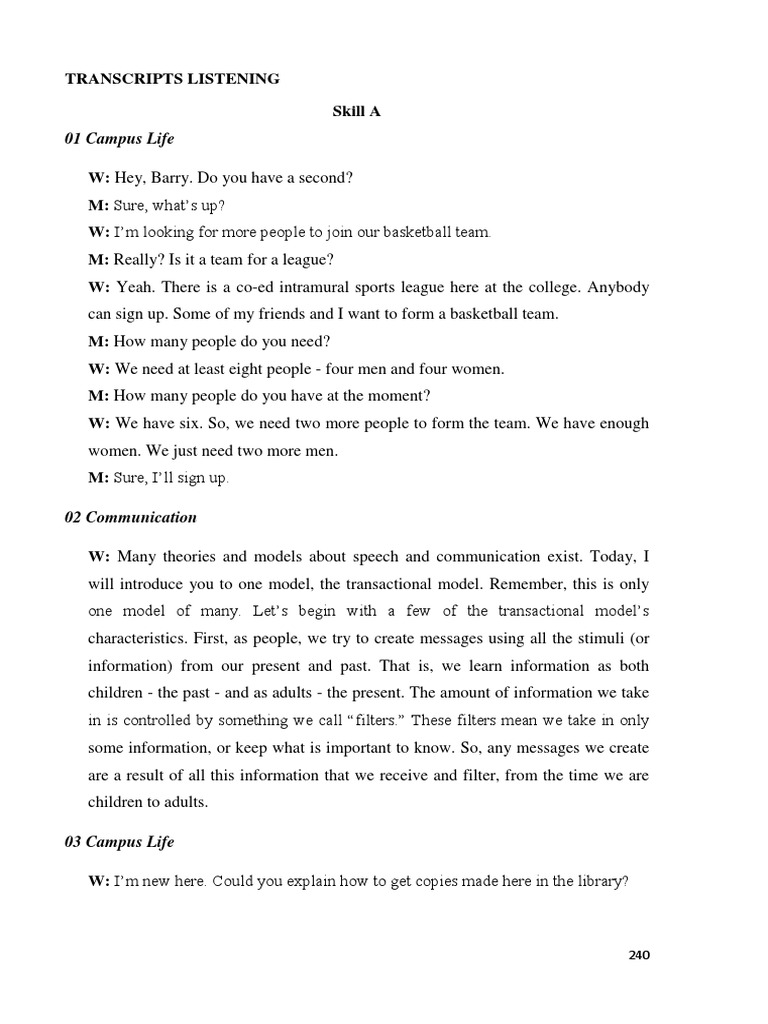 VNU - EPT 2 - Listening Transcripts | PDF | Woodwind Instruments | Comedy