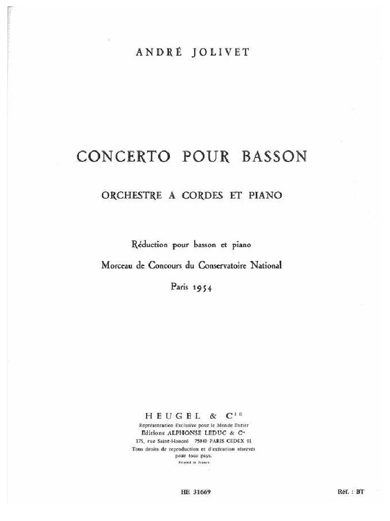 Andre Jolivet Concerto Pour Basson | PDF