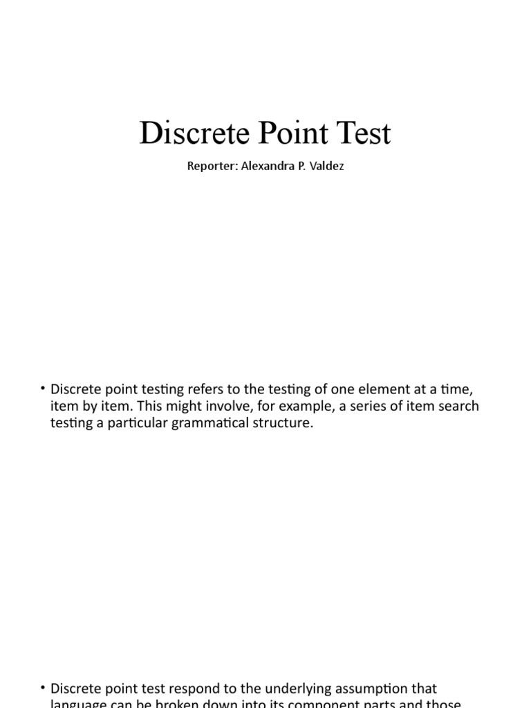 Discrete Point Test | PDF | Multiple Choice | Question