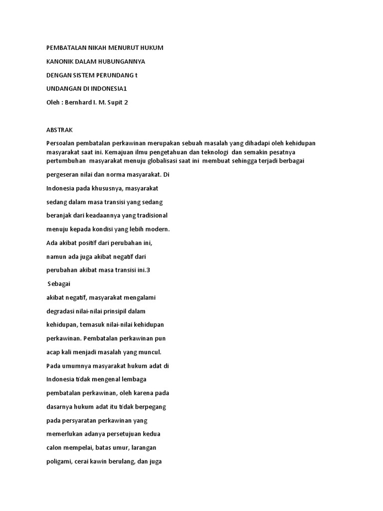 Pembatalan Nikah Dalam KHK | PDF