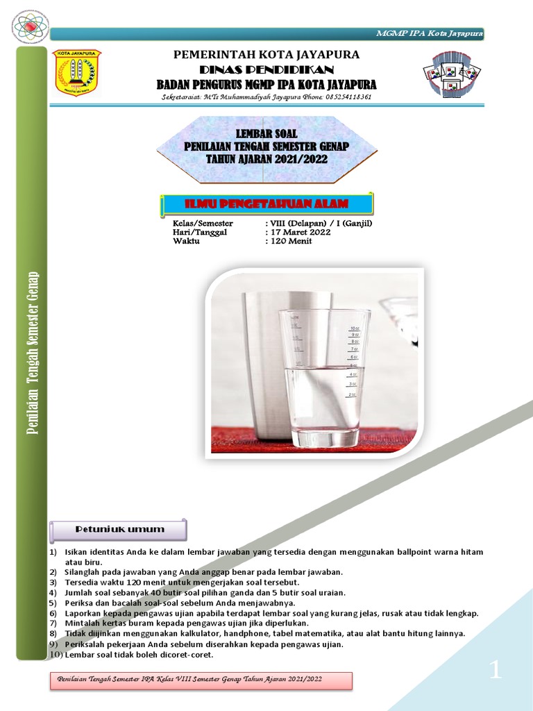 Soal Pts Ipa Kelas 8 Genap Tahun 2022 | PDF