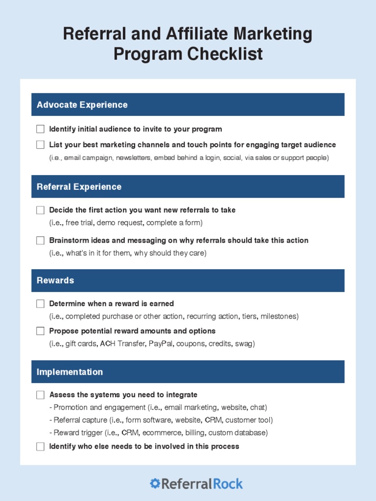 Referral and Affiliate Marketing Program Checklist | PDF