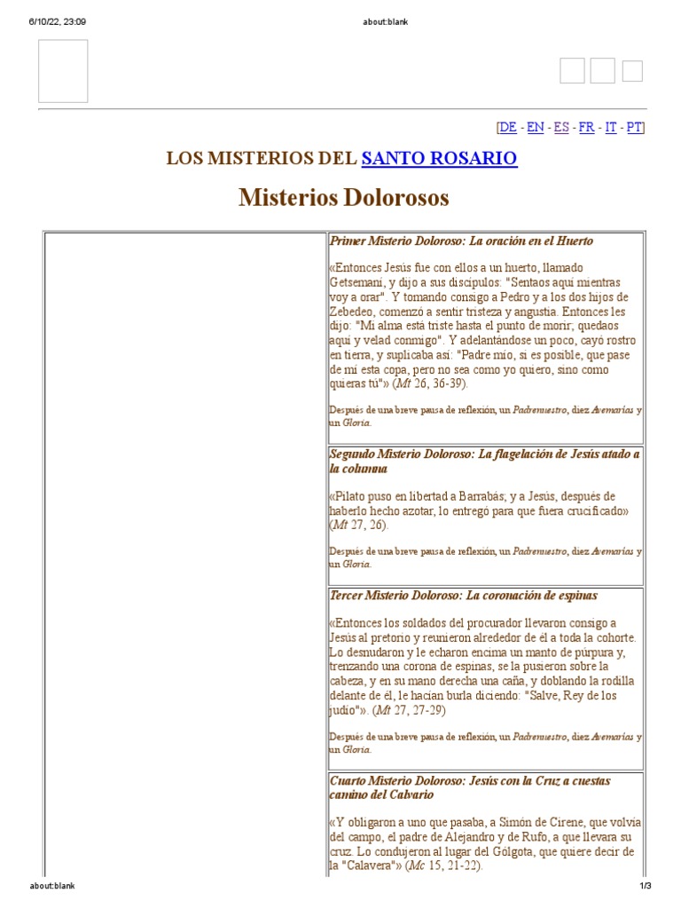 Misterios Dolorosos | PDF | Rosario | orador del Señor