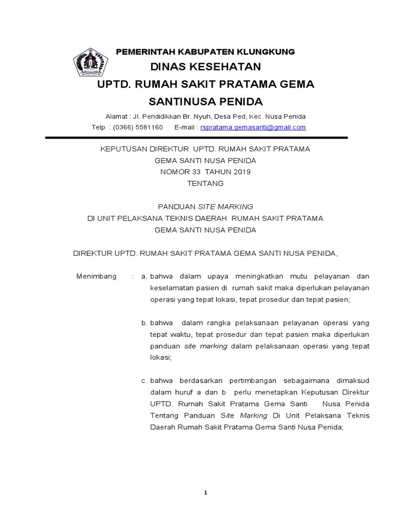 Panduan Site Marking RS Pratama Klungkung | PDF