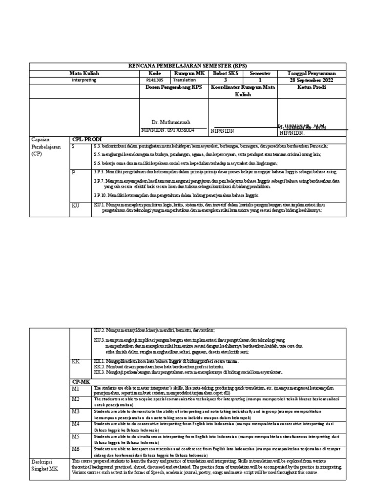 RPS Interpreting 2021 2022 | PDF
