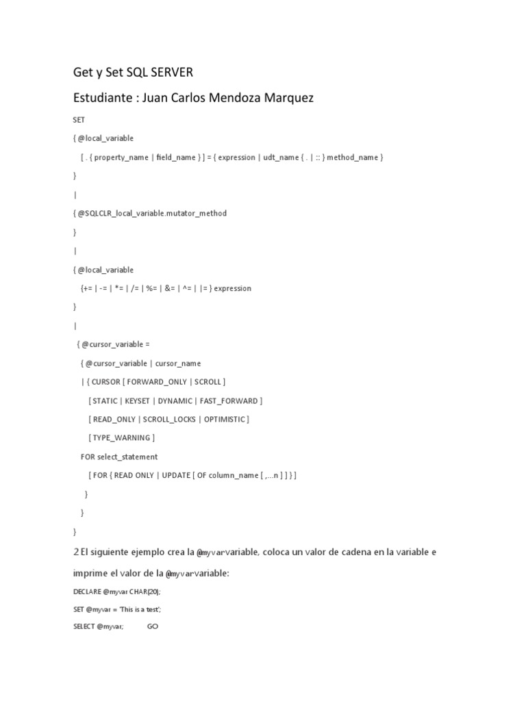 Get y Set SQL SERVER: Una guía completa para el uso de las ...