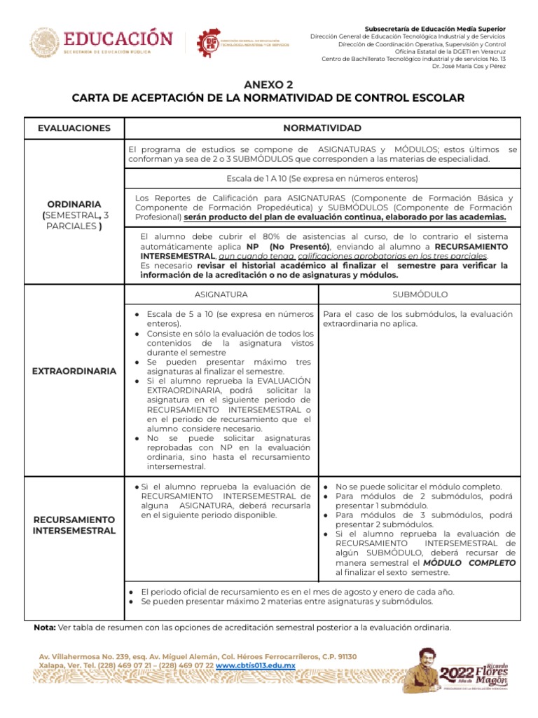 Anexo 2 - Normas de Control Escolar | PDF