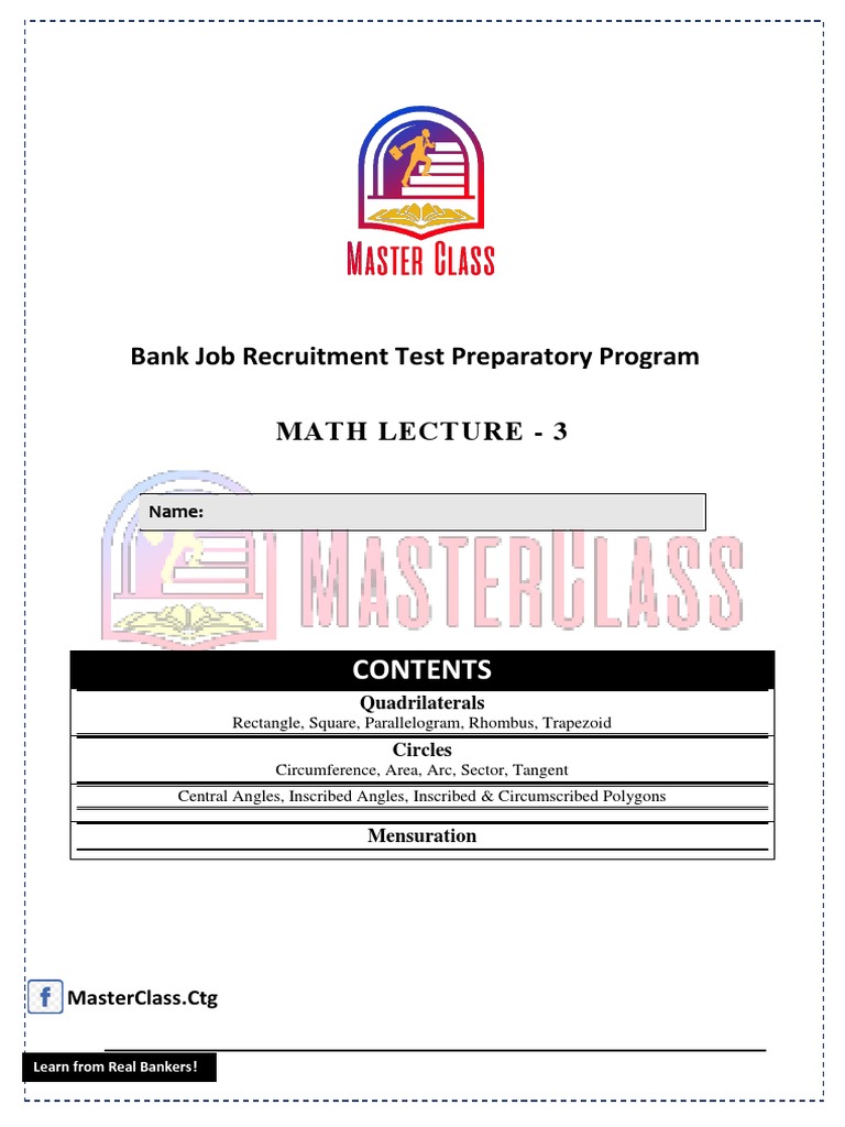 Math-3 MasterClass 21.06.2022 | PDF | Area | Rectangle