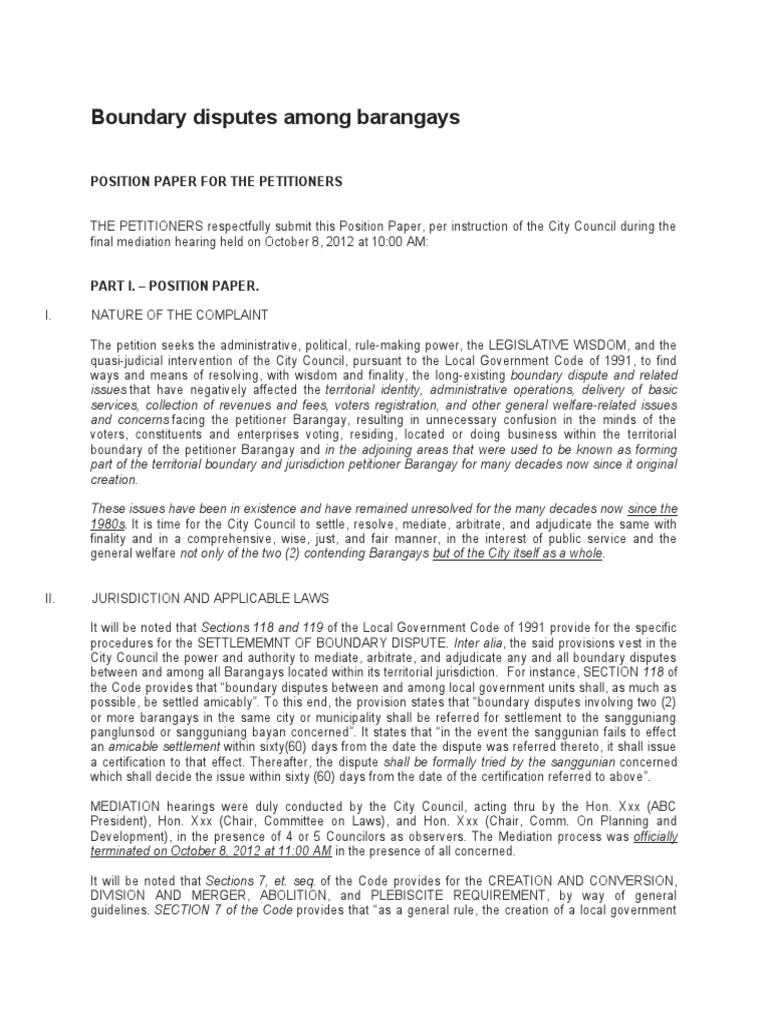 Resolving Barangay Boundary Disputes | PDF | Justice | Crime & Violence
