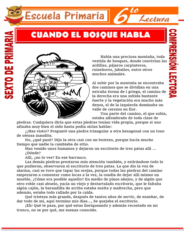 Comprensión Lectora Cuando El Bosque Habla | PDF