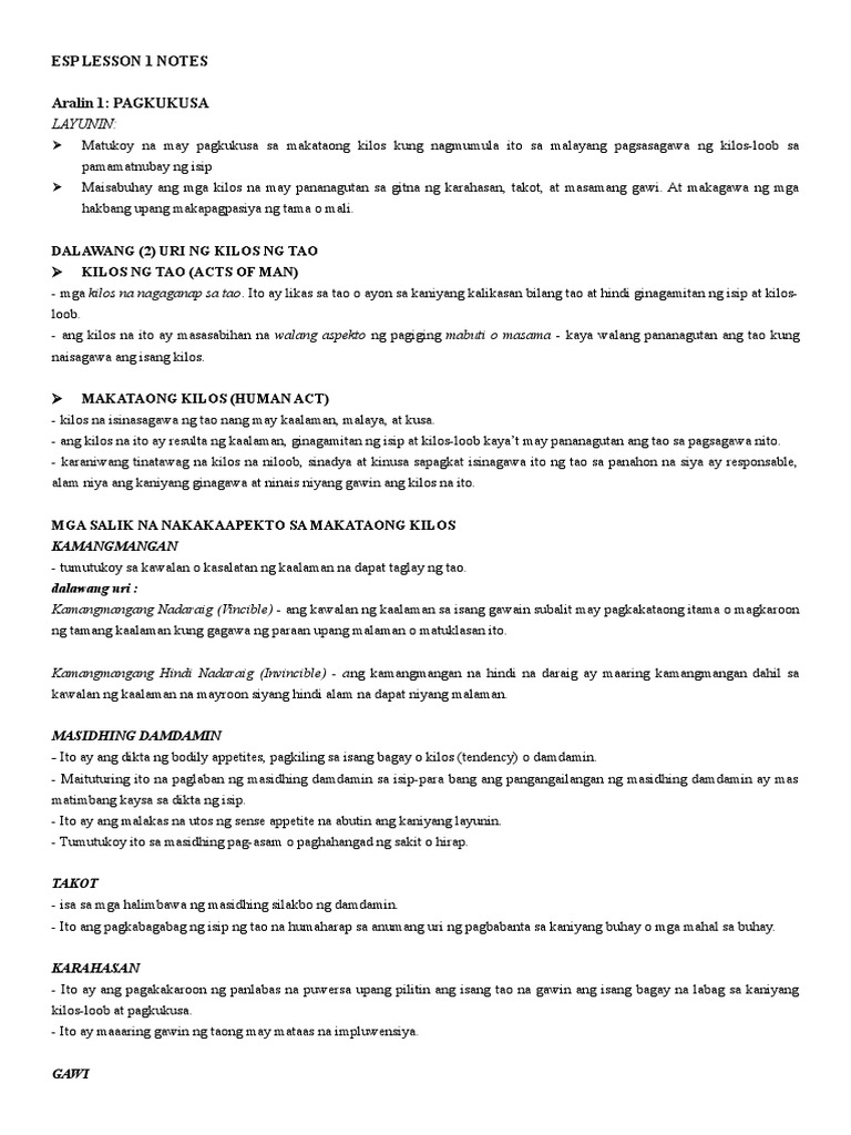 Esp Lesson 1 Notes | PDF