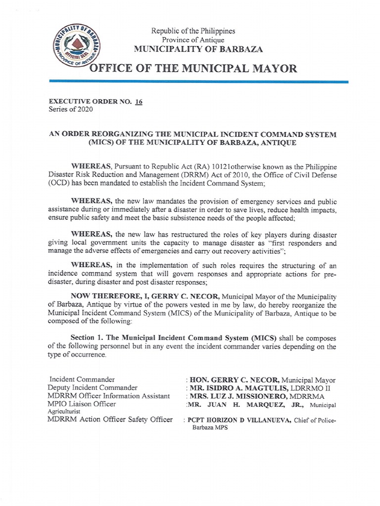 Executive Order No. 16 | PDF