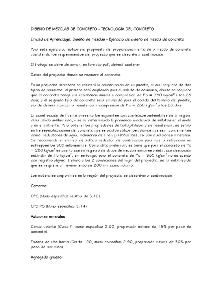 Diseño de Mezclas de Concreto | PDF | Hormigón | Cemento