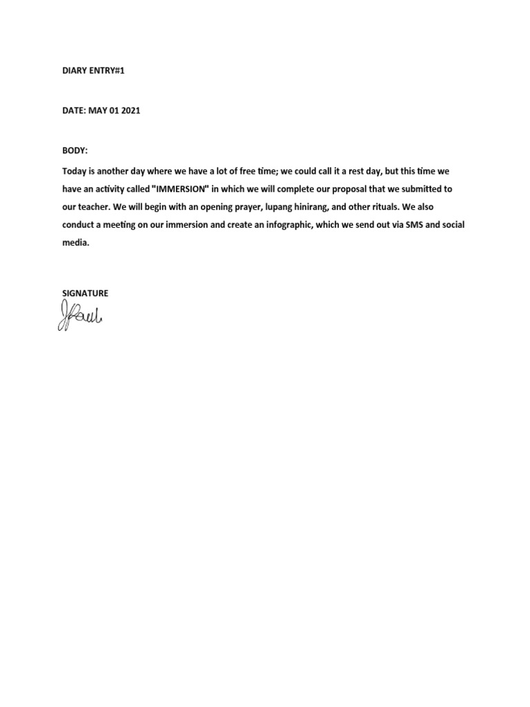 Diary Entry#1 | PDF