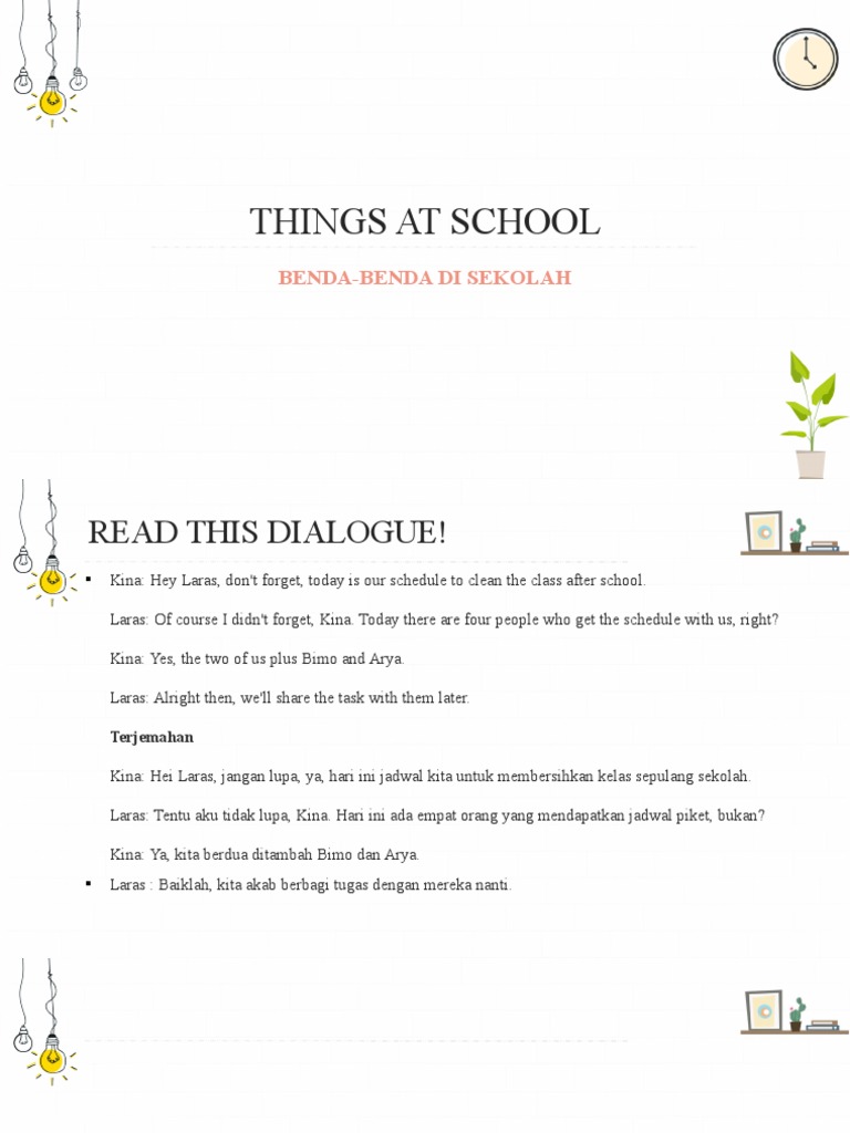 Things At School Pdf