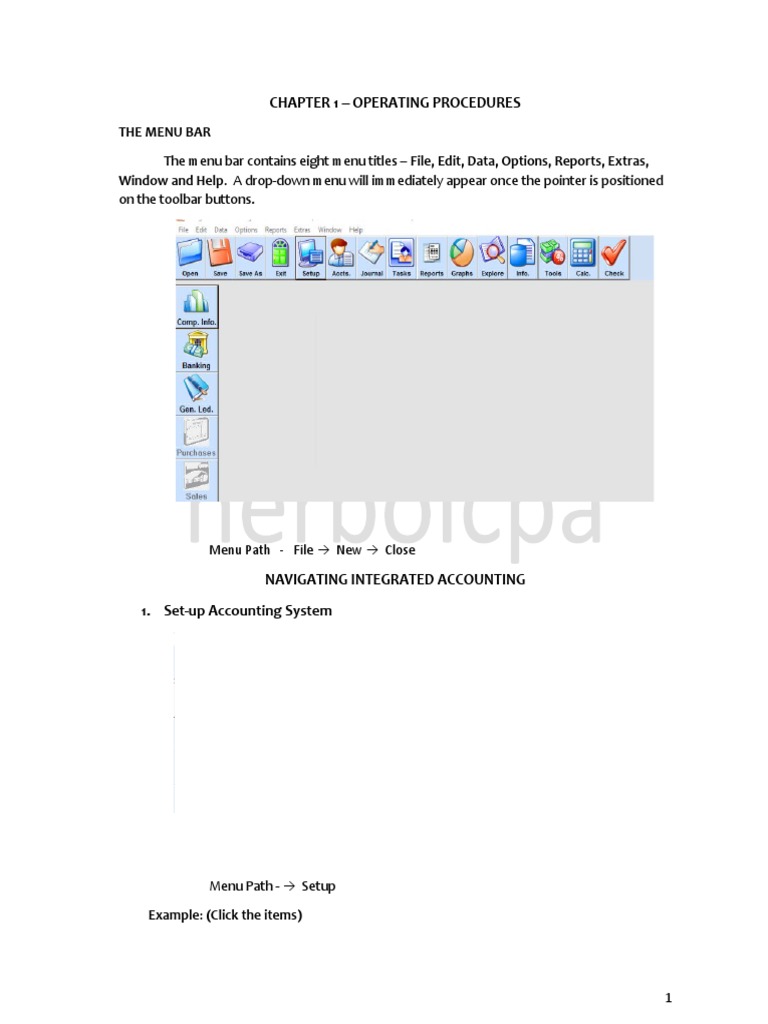 Chapter 1 Operating Procedures | PDF | Menu (Computing) | Balance Sheet Chapter 1 Operating Procedures | PDF | Menu (Computing) | Balance Sheet