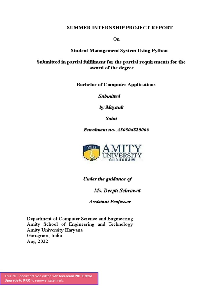 Mayank Saini 06 Final Summerintership Report Pdf Python Programming Language Object