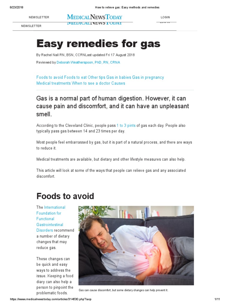 How To Relieve Gas - Easy Methods and Remedies | PDF | Bloating | Diet ...