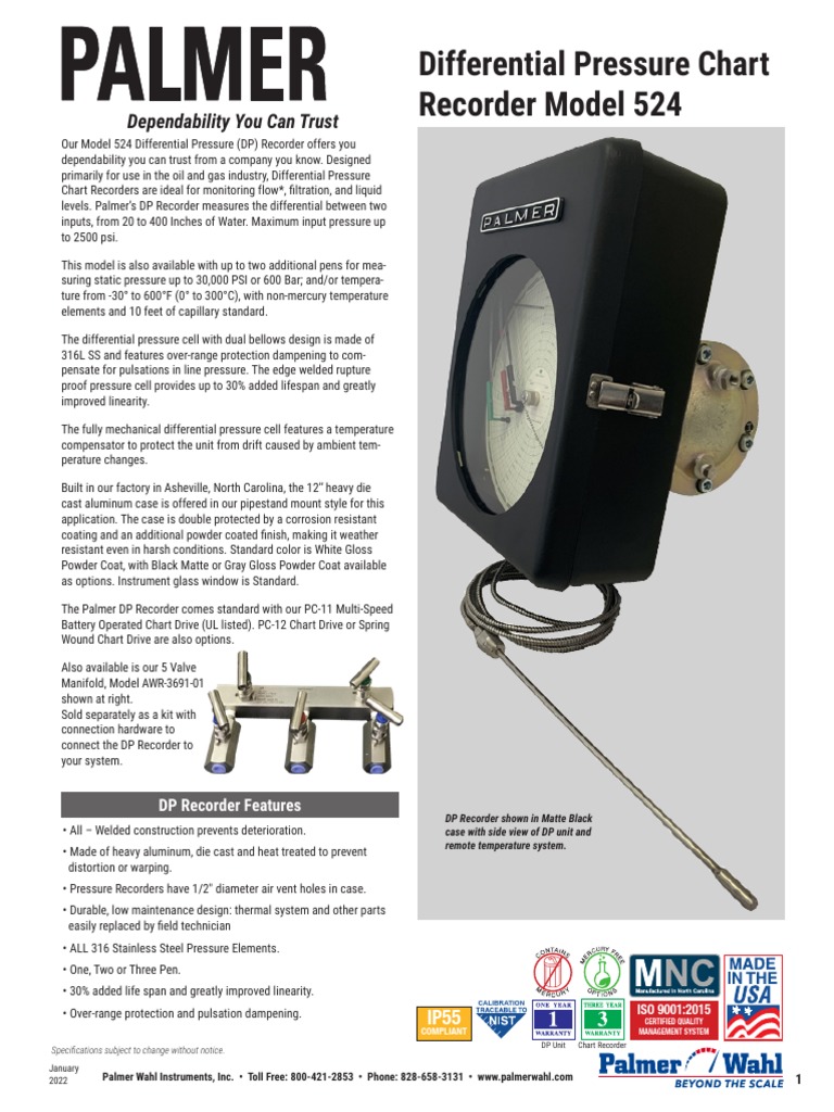 Differential Pressure Recorder Data Sheet | PDF | Pressure Measurement ...