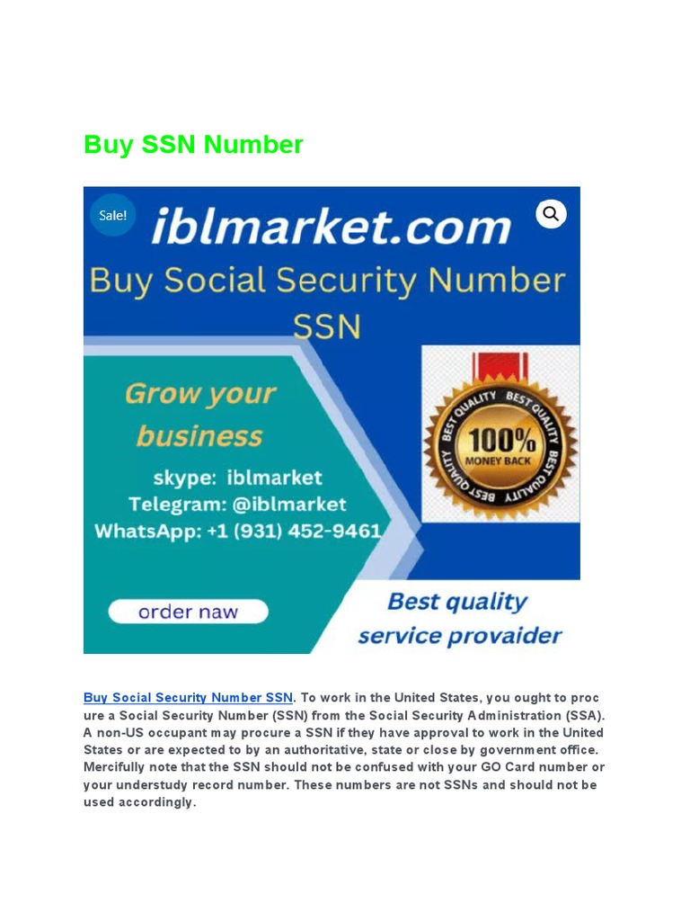 Purchase Genuine Social Security Numbers | PDF