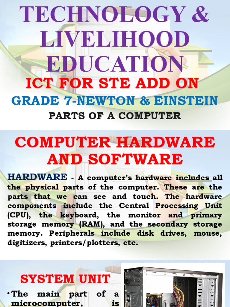 Tle Ict Ste 7 Parts of Computer | PDF | Computer Hardware | Computer ...