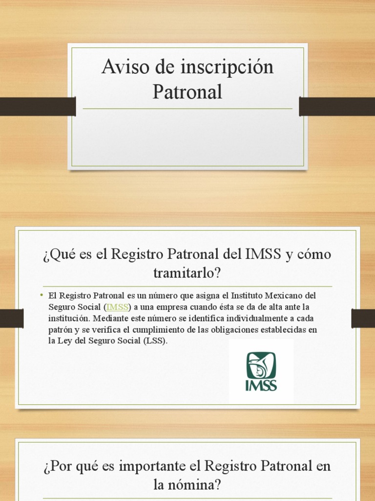 Aviso de Inscripción Patronal | PDF