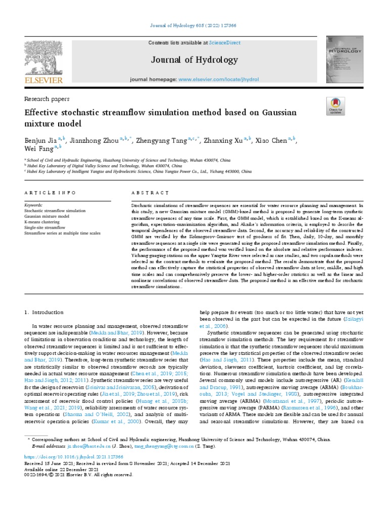 2022 Effective Stochastic Streamflow Simulation Method Based On