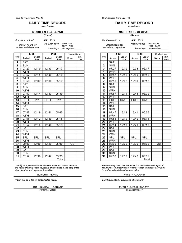 Appendix 24 - Daily Time Record (DTR) | PDF