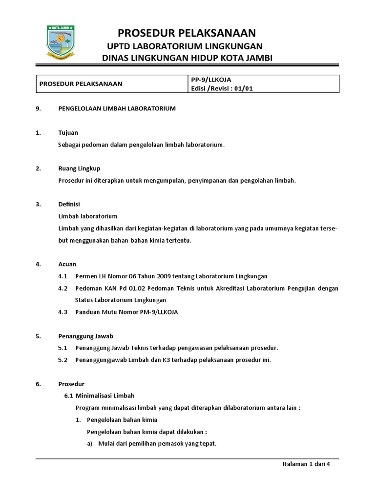 PP-9 (Pengelolaan Limbah Laboratorium) | PDF