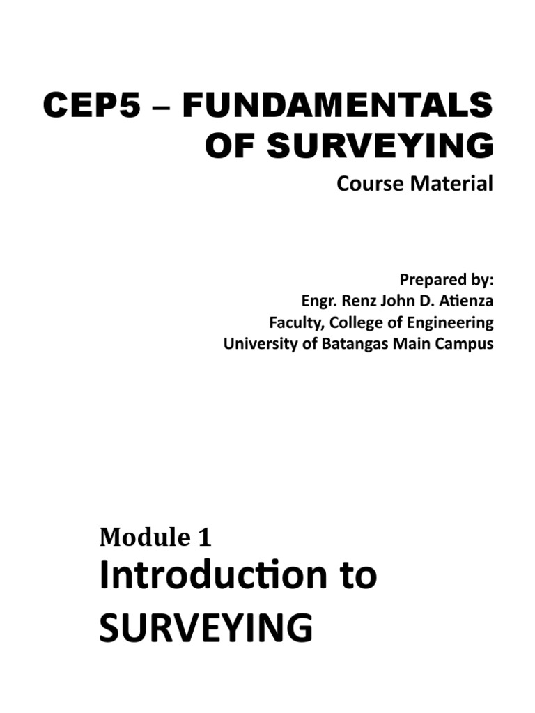 Module1.Introduction To Surveying Part 1 | PDF | Surveying | Measurement Module1.Introduction To Surveying Part 1 | PDF | Surveying | Measurement