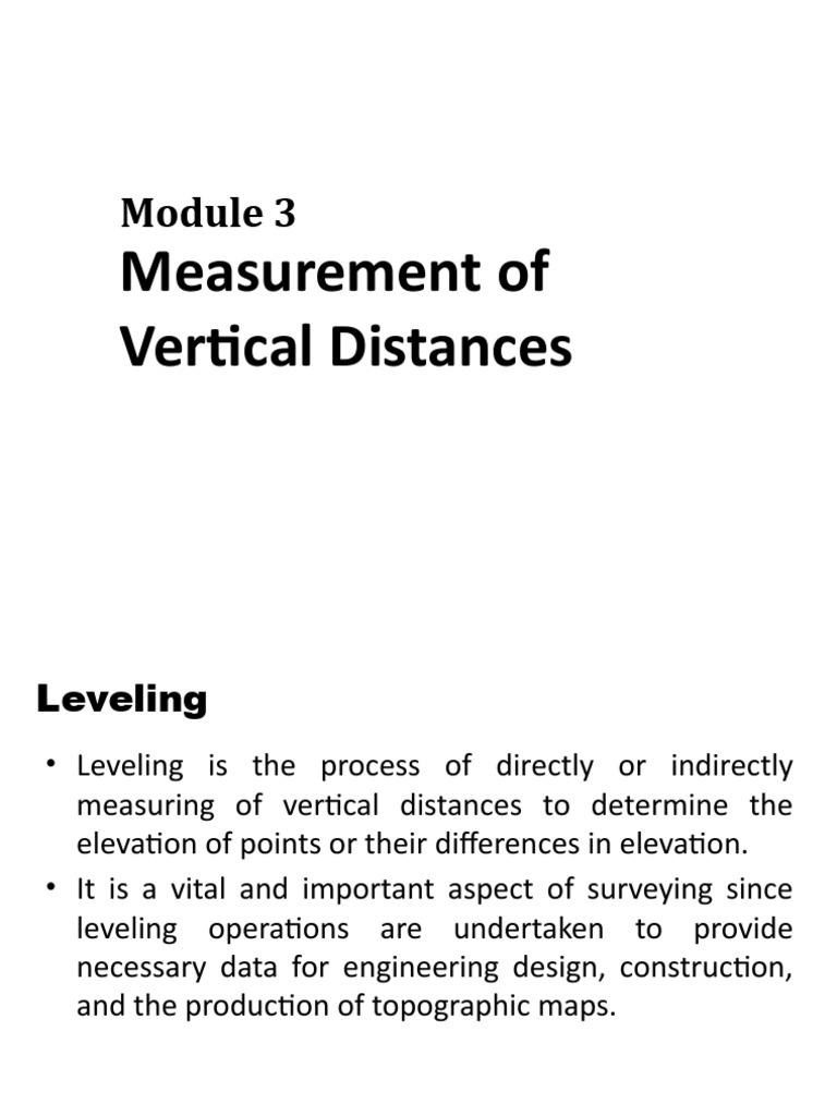 Module3.Measurement of Vertical Distances | PDF | Sea Level | Metrology